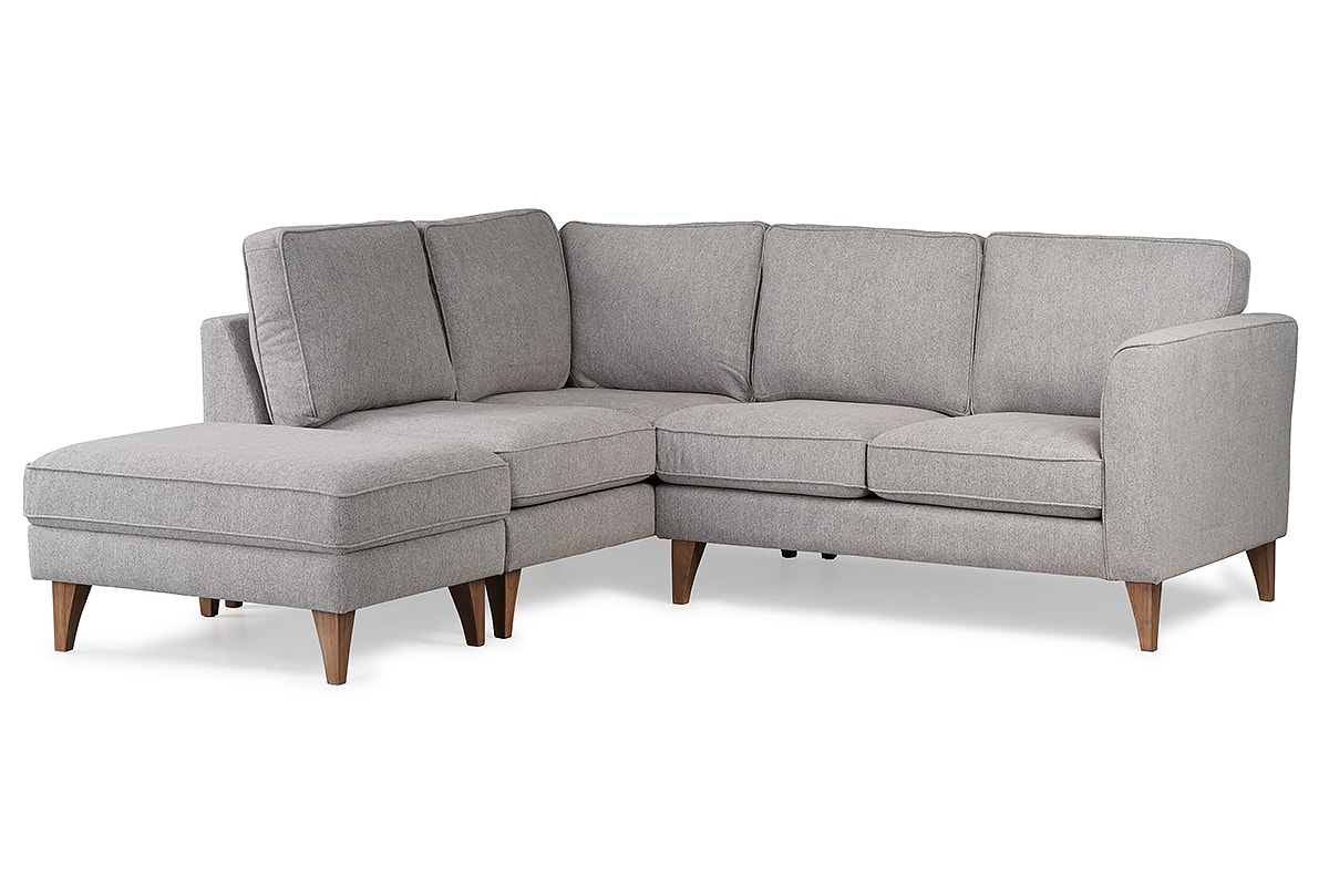 Charm Grey Fabric LHF Corner Unit Sofa with Seperate Footstool ...
