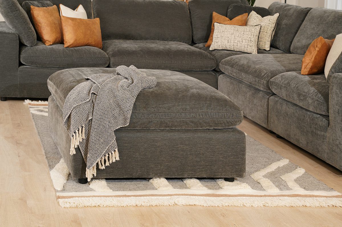 San Diego Grey Fabric Footstool - Michael Murphy Home Furnishing